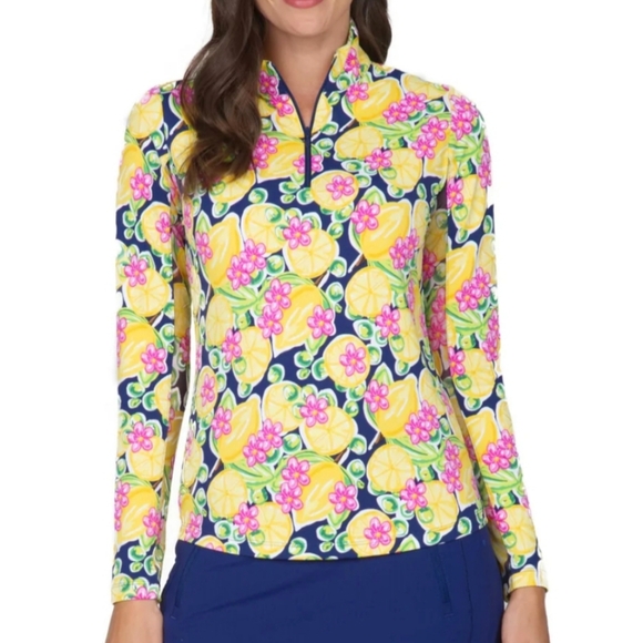 IBKUL | Tops | Nwt Ibkul Calista Long Sleeve Navymulti Zip Mock Szm ...